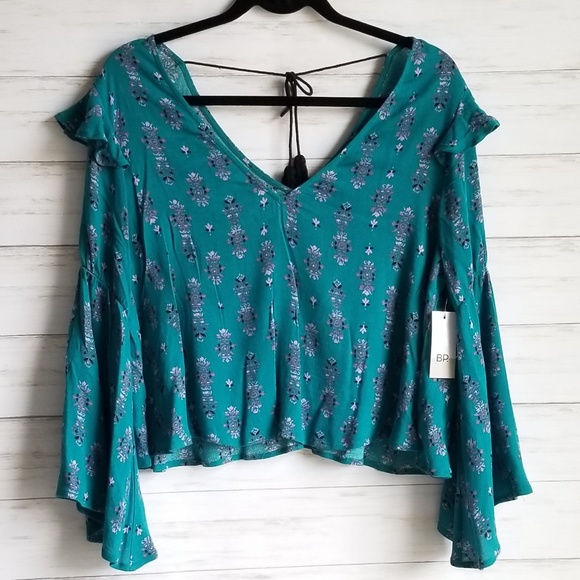 bp | Tops | Nwt Bp Tie Back Ruffle Trim Top | Poshmark